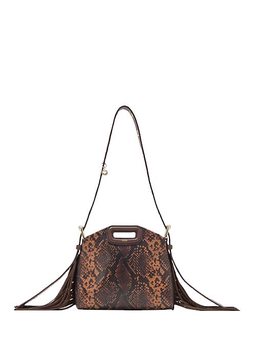 MAJE Miss M Mini Snake-Print Leather Shoulder Bag